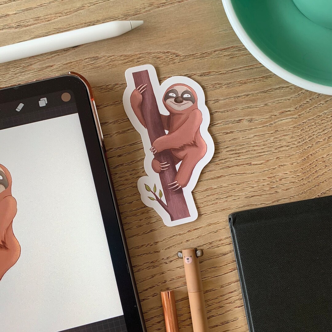 Cute Sloth Vinyl Sticker/ Kawaii Sloth Stickers, Gifts for Sloth Lovers ...