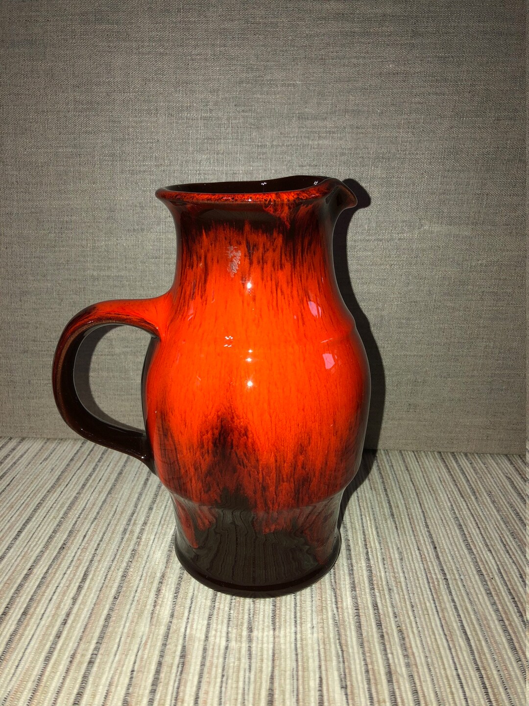 1970s Canadiana Alfred Dube, Eye Catching Drip Glaze Orange and Brown ...