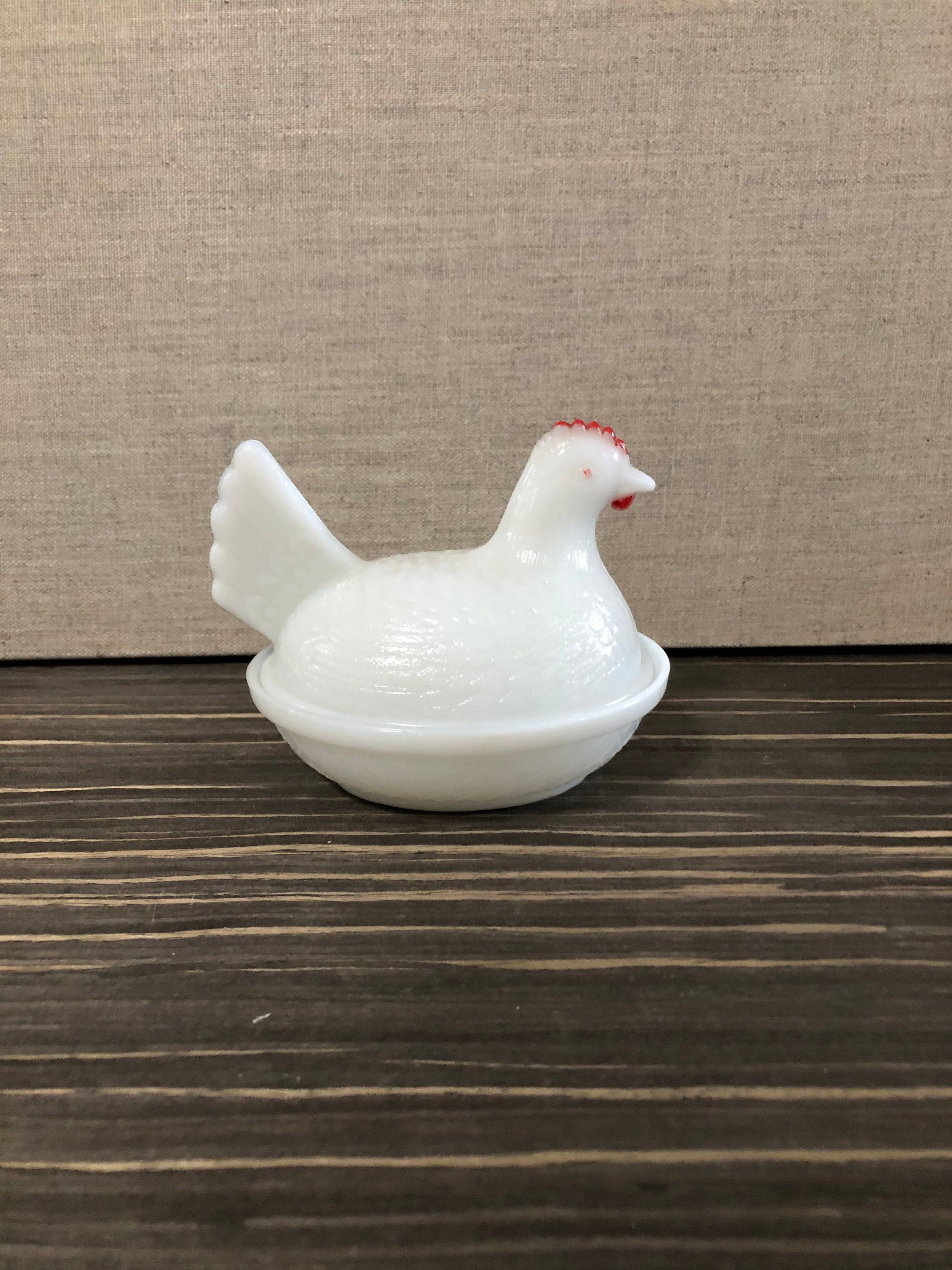 Vintage Milk Glass Chicken Hen on Nest Candy Container - Etsy