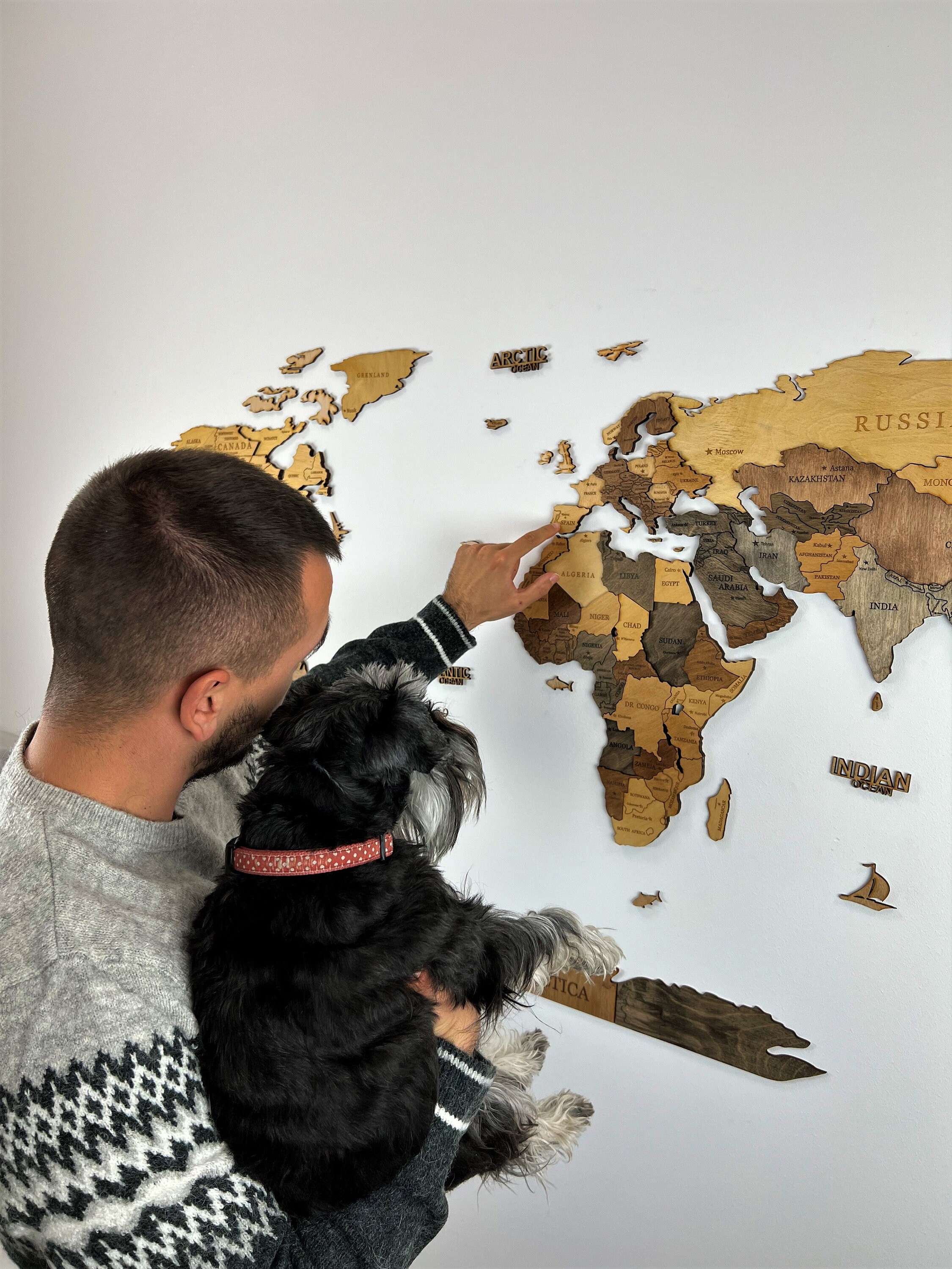 Wooden World Map 3D Wooden Map Multicolored Map Weltkarte Holz - Etsy