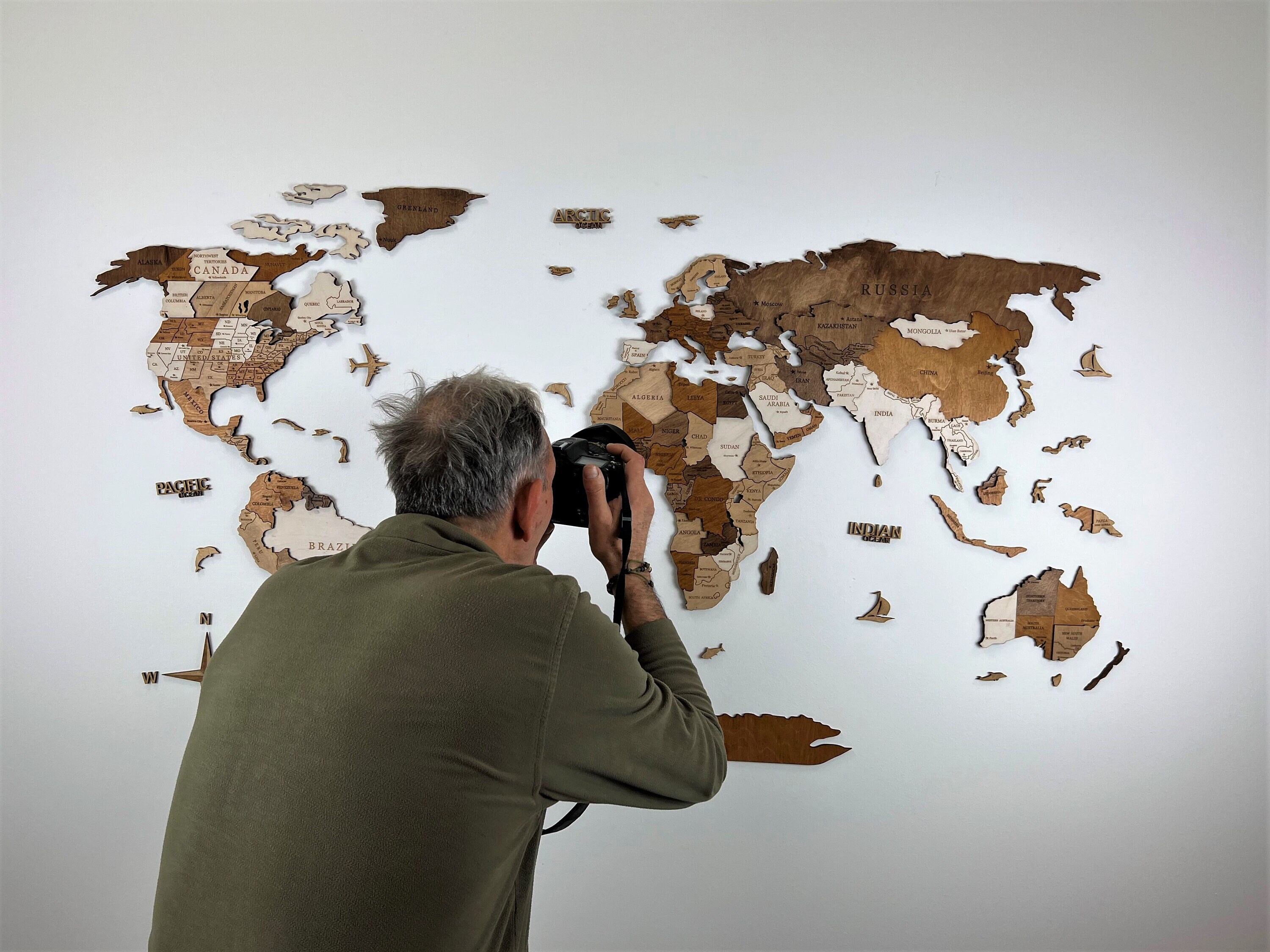 Wood World Map wall Art Home Decor 5th Anniversary Gift for - Etsy