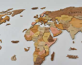 Home Wall Decor Wood Wall Art Rustic Wall Map Wall Decor Travel Map ...