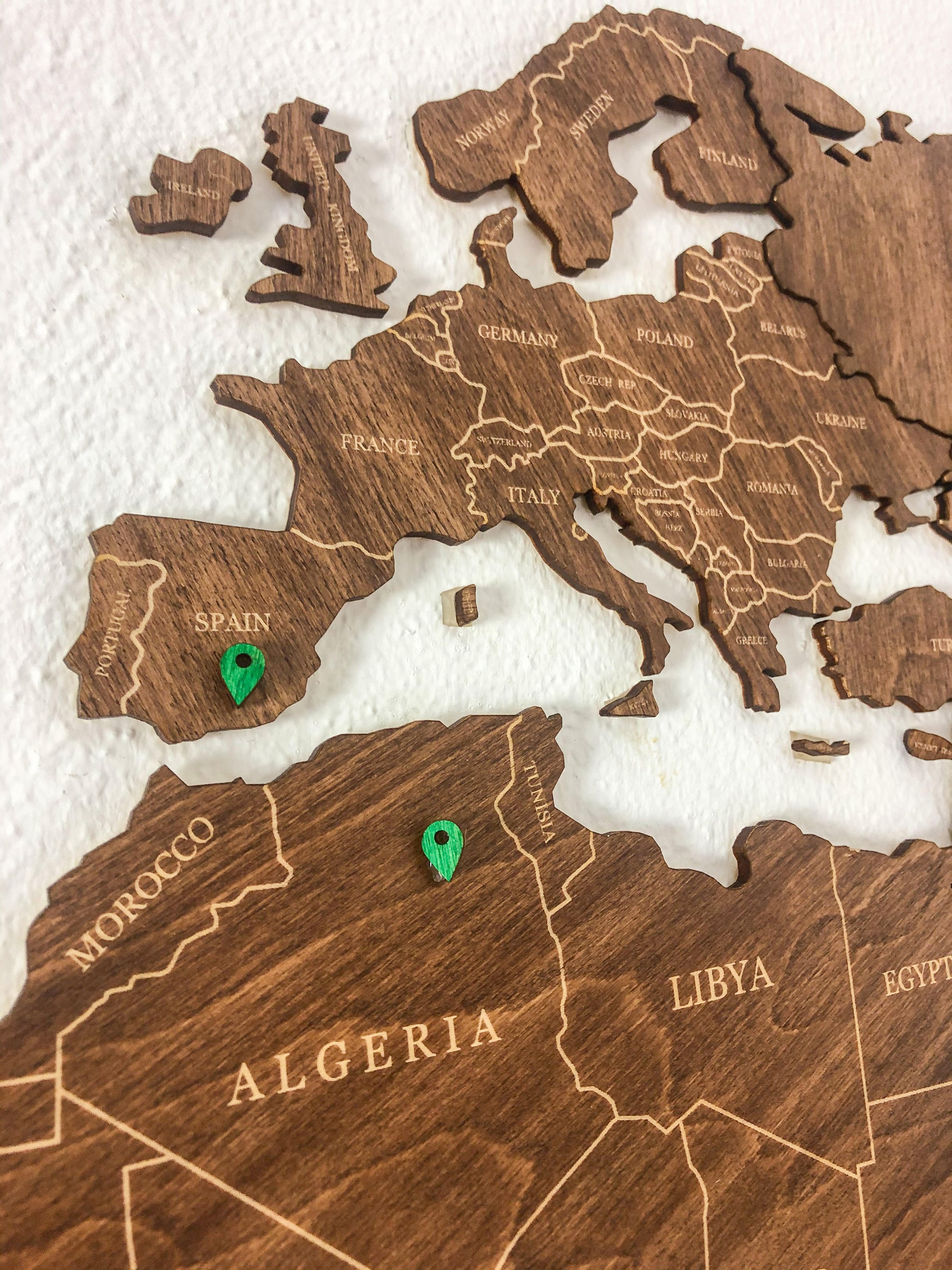 Wooden World Map of the World Wall Art Decor Wood Wall Art Home Rustic ...