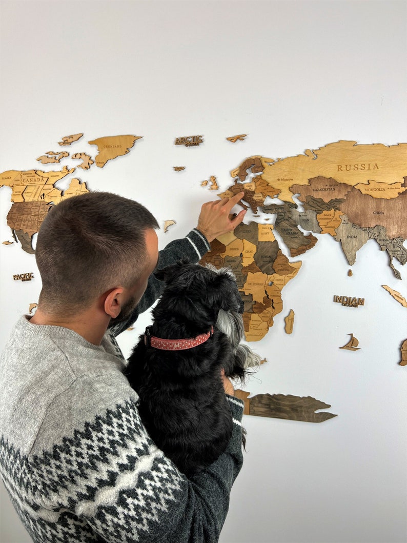 Wooden World Map 3D Wooden Map Multicolored Map Weltkarte Holz - Etsy