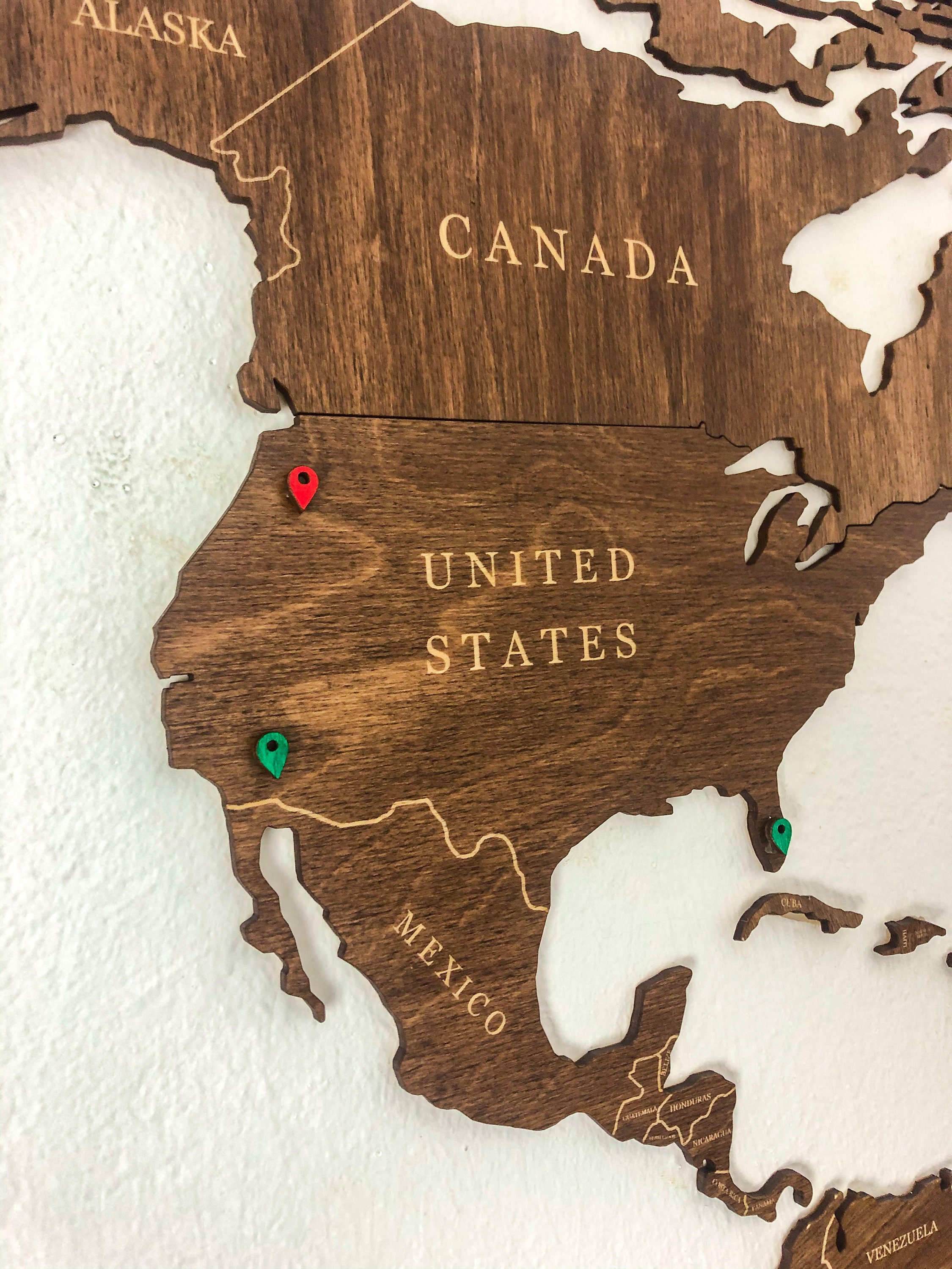 Wooden World Map of the World Wall Art Decor Wood Wall Art Home Rustic ...