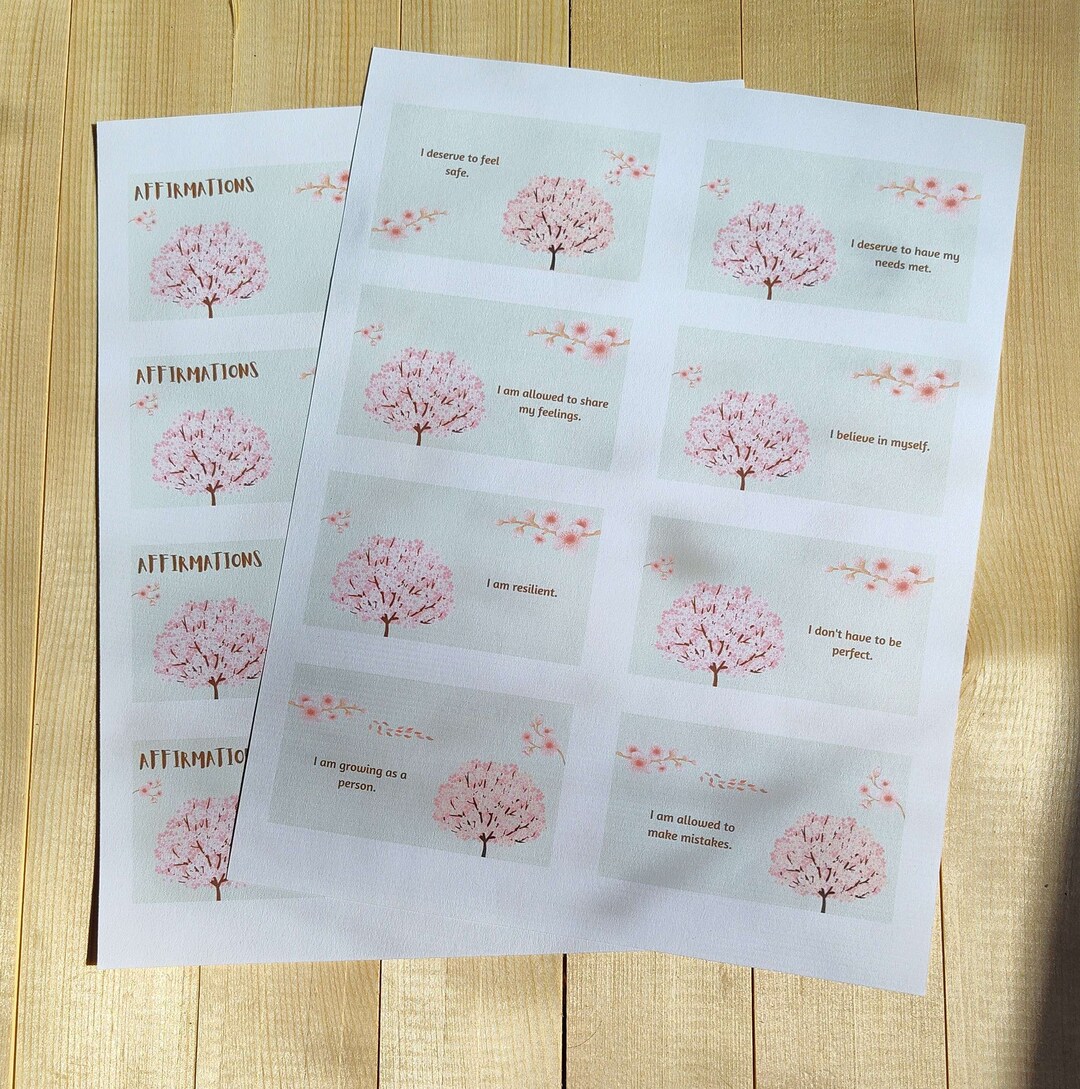 Cherry Blossom Affirmation Therapy Cards Positive Self Love Self Care ...