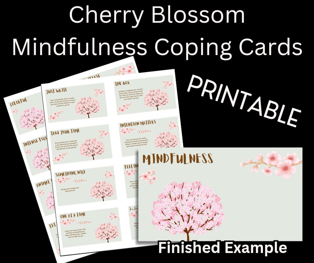Cherry Blossom Mindfulness Therapy Cards Anxiety, Depression, Mental ...