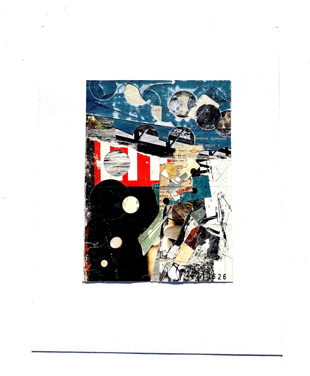 Collage original abstrait fait main de techniques mixtes, unique en son ...