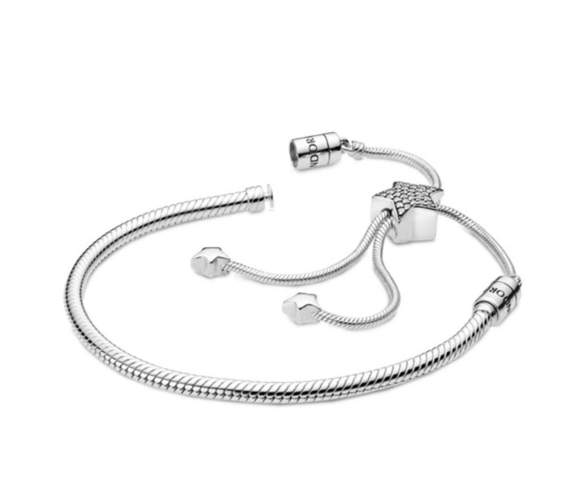 Pandora Moments Pave Star and Snake Chain Sliding Bracelet - Etsy