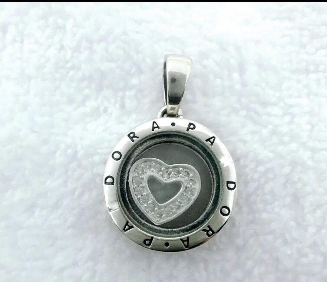 Pandora Sterling Silver Floating Locket With CZ Heart Charm Pendant ...