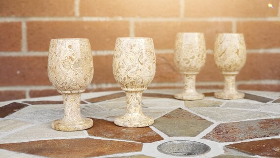 Drink & Barware Drinkware Pint Glasses Set of Six Vintage Fossil Marble ...