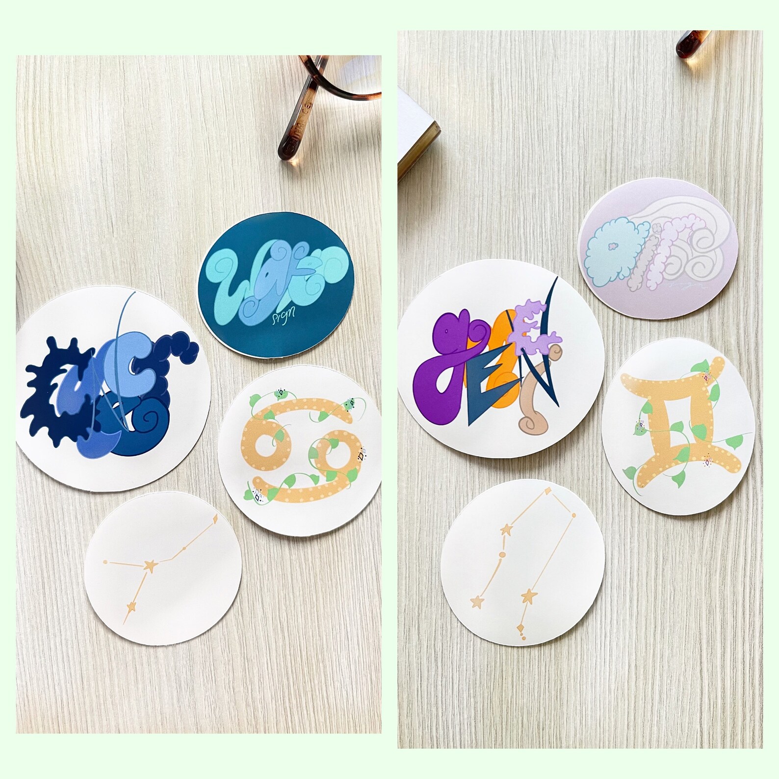 Zodiac Sign Sticker Pack Zodiac Stickers | Etsy