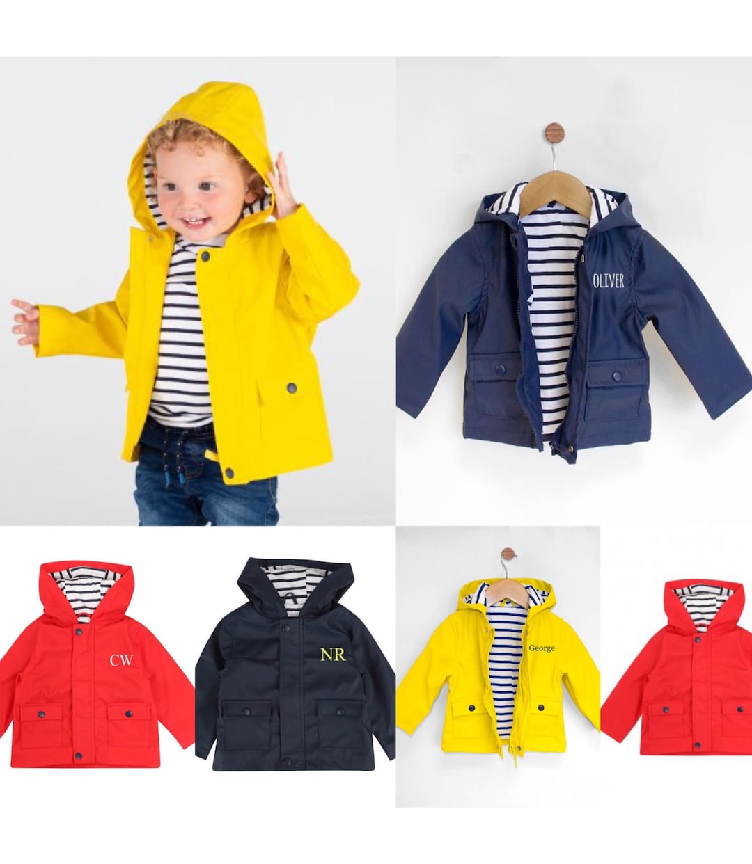 Personalised Baby Raincoat Baby Rain Jacket, Baby Yellow Jacket ...
