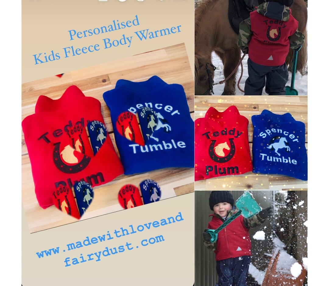 Kids Horse Riding Fleece Bodywarmer, Riding Jacket, Personalised Kids ...