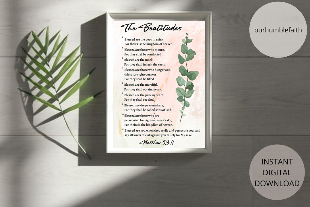 Matthew 5:3-11 the Beatitudes Bible Verse Scripture Christian Wall Art ...