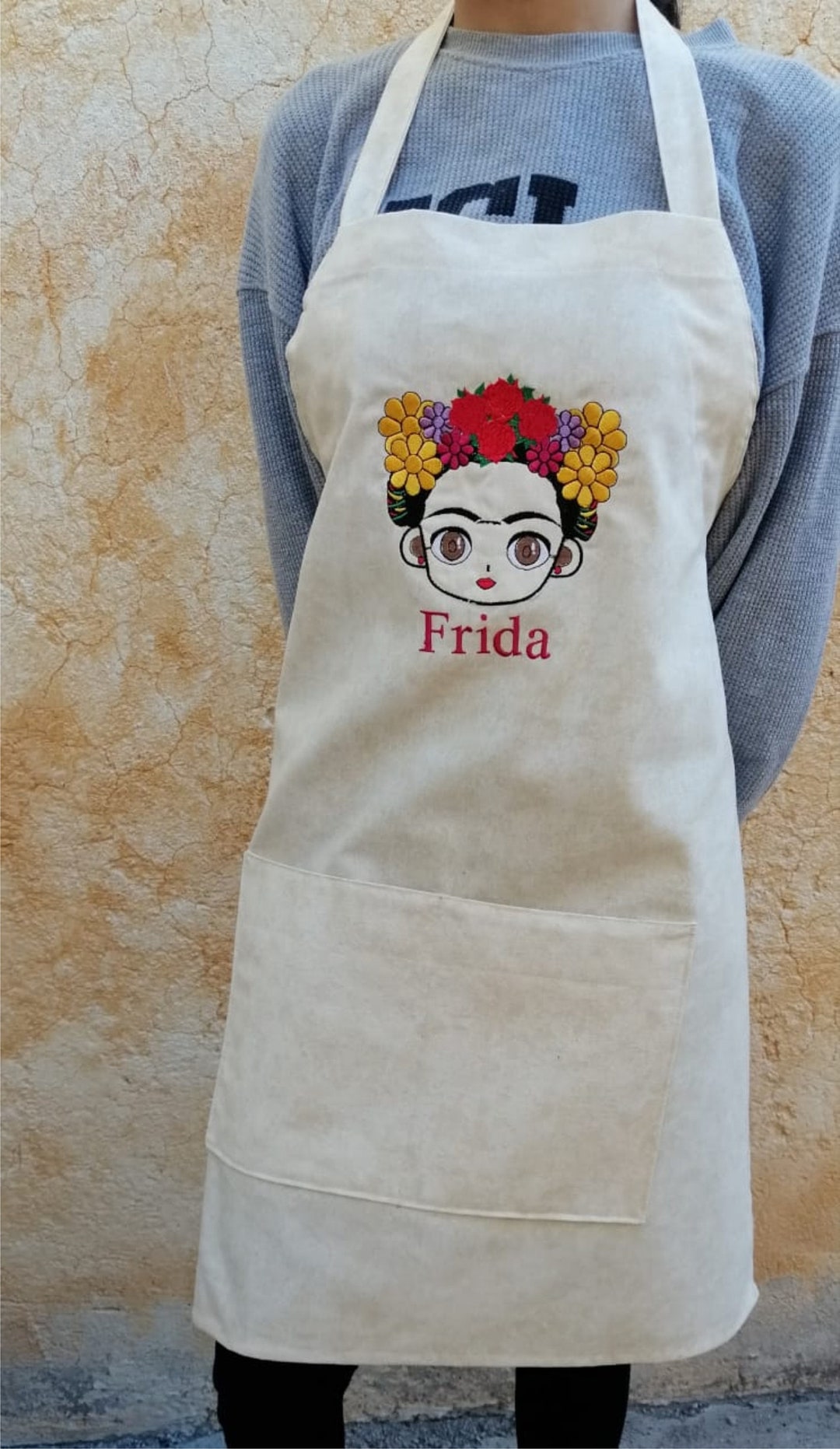 Frida Kahlo Apron , Mandil Bordado , Mexican Kitchen Apron, Delantal ...