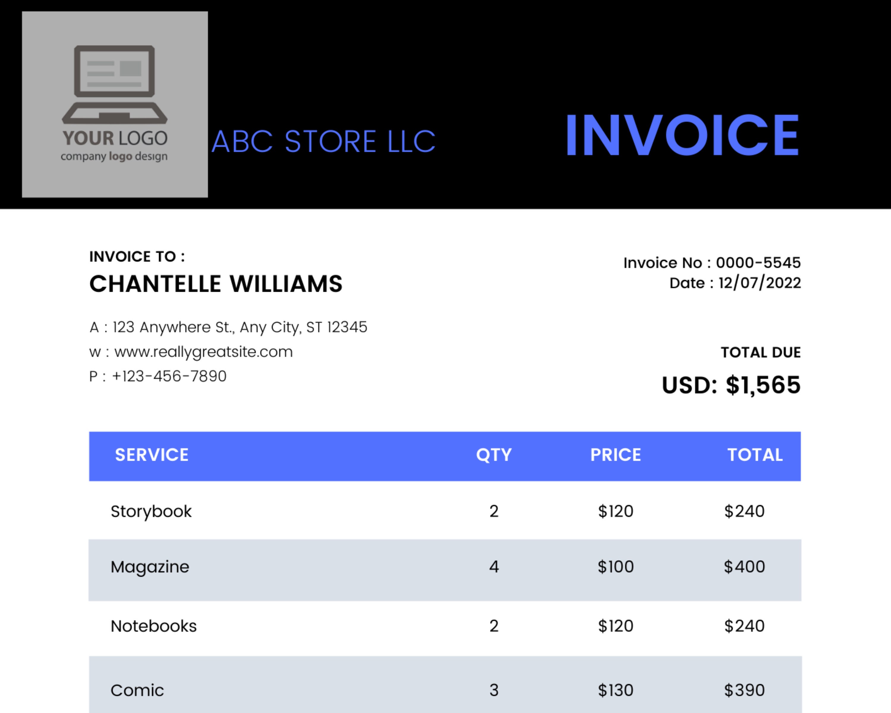 Invoice Template Printable Invoice Business Form Digital - Etsy
