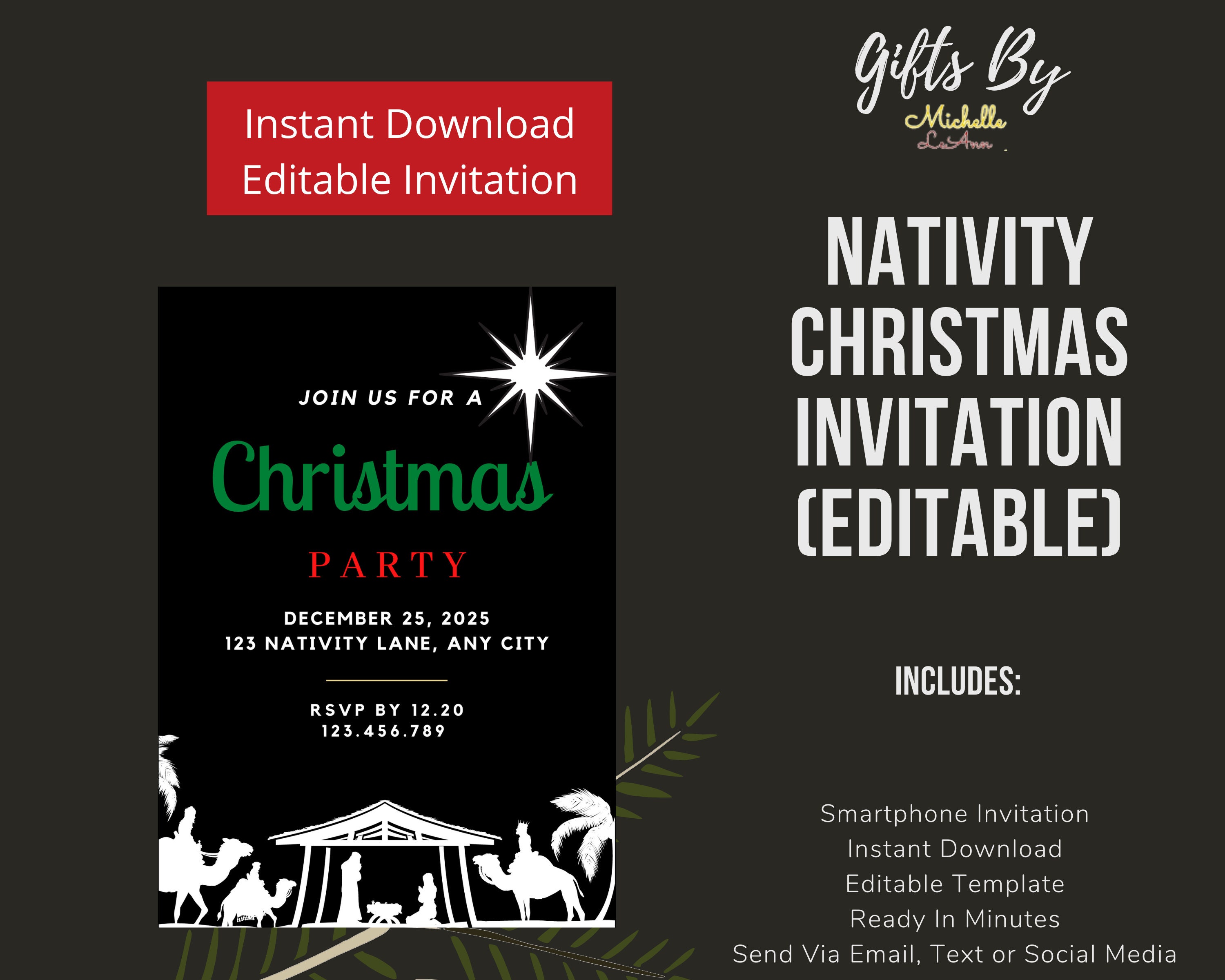 Nativity Nativity Set Christmas Party Invitation Digital - Etsy