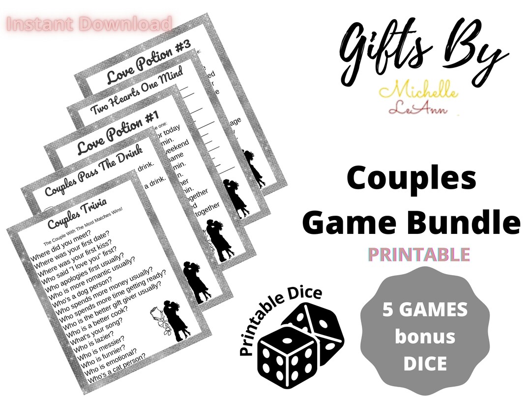 Rekindle Your Love Printable Games Couple, Dice Set Included ...