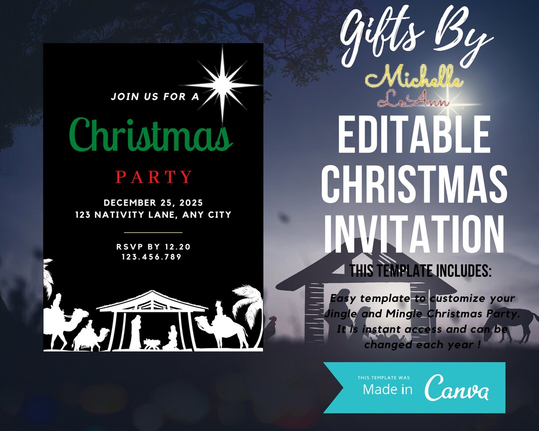 Nativity Nativity Set Christmas Party Invitation Digital - Etsy