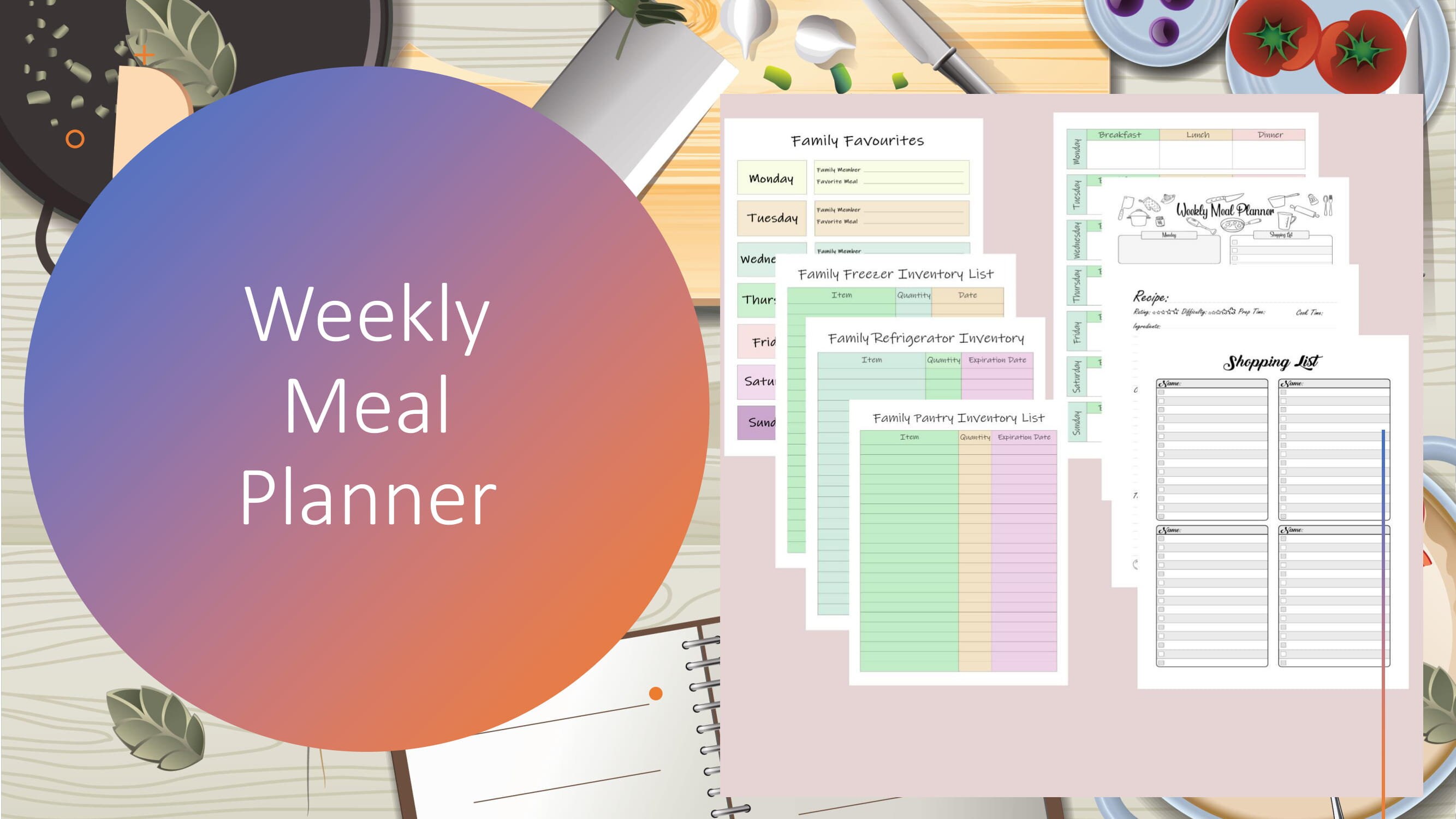 Weekly Meal Planner & Grocery List Printable PDF Meal Prep Menu Planner ...