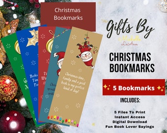 Printable Christmas Bookmarks, Christmas Quotes, Set of 6, Digital ...