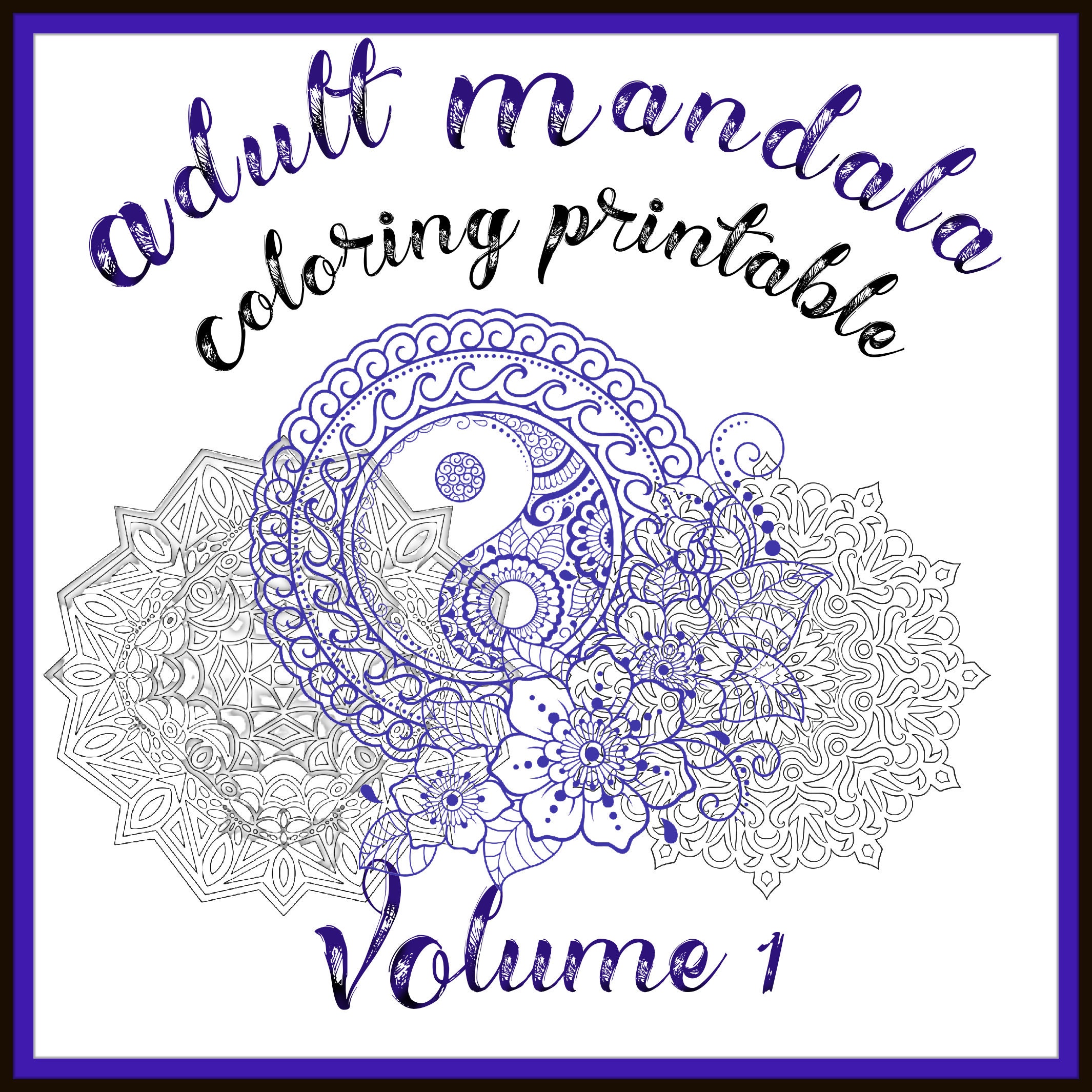 Mandala Printable Adult Color Pages Floral Coloring Book Vol 1 DIY - Etsy