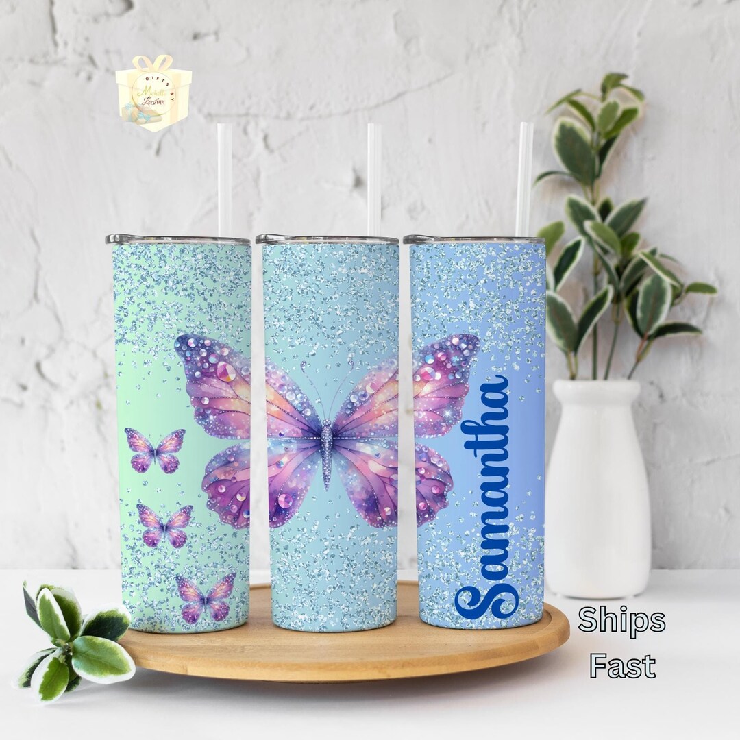 Purple Butterfly Tumbler Personalized, Butterfly Gifts, Butterfly ...