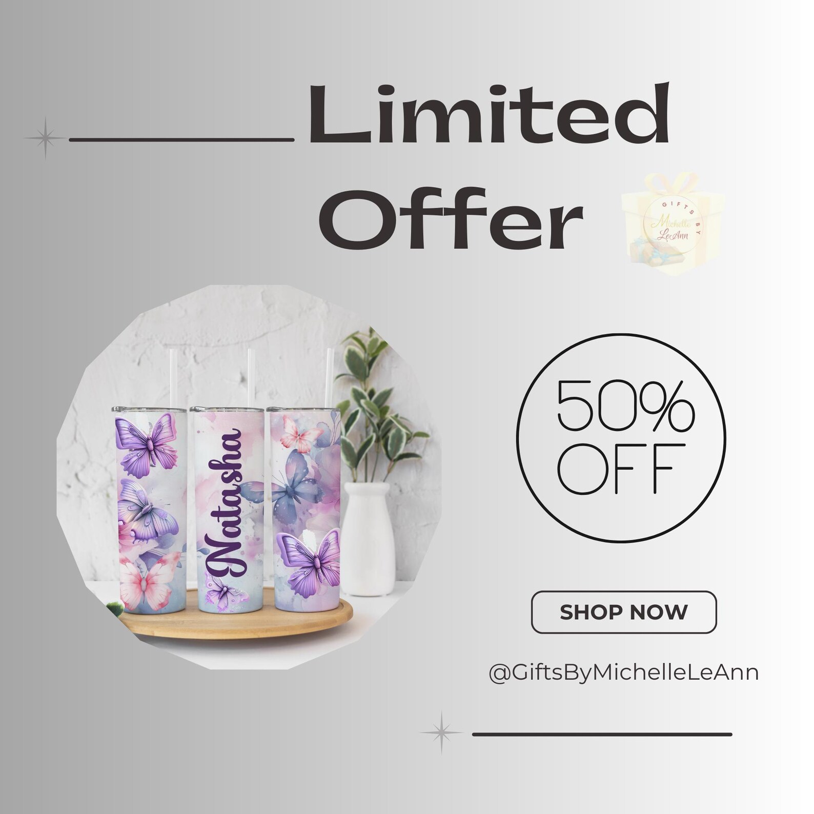 Personalized Purple Butterfly Tumbler: Stainless Steel Cup With Straw ...