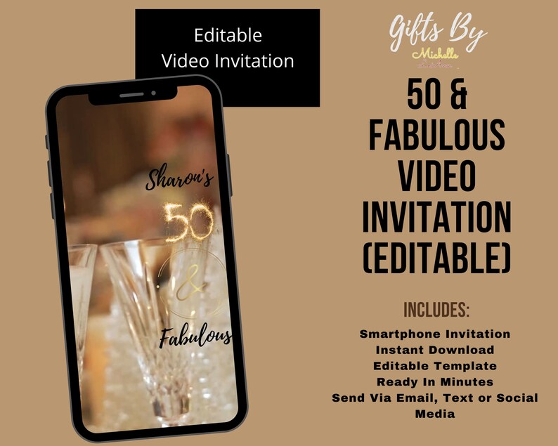 50th Birthday Invitation for Women Editable Birthday - Etsy