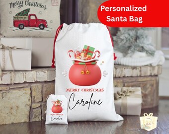 Personalized Drawstring Santa Sack - Canvas Santa Sack -canvas ...