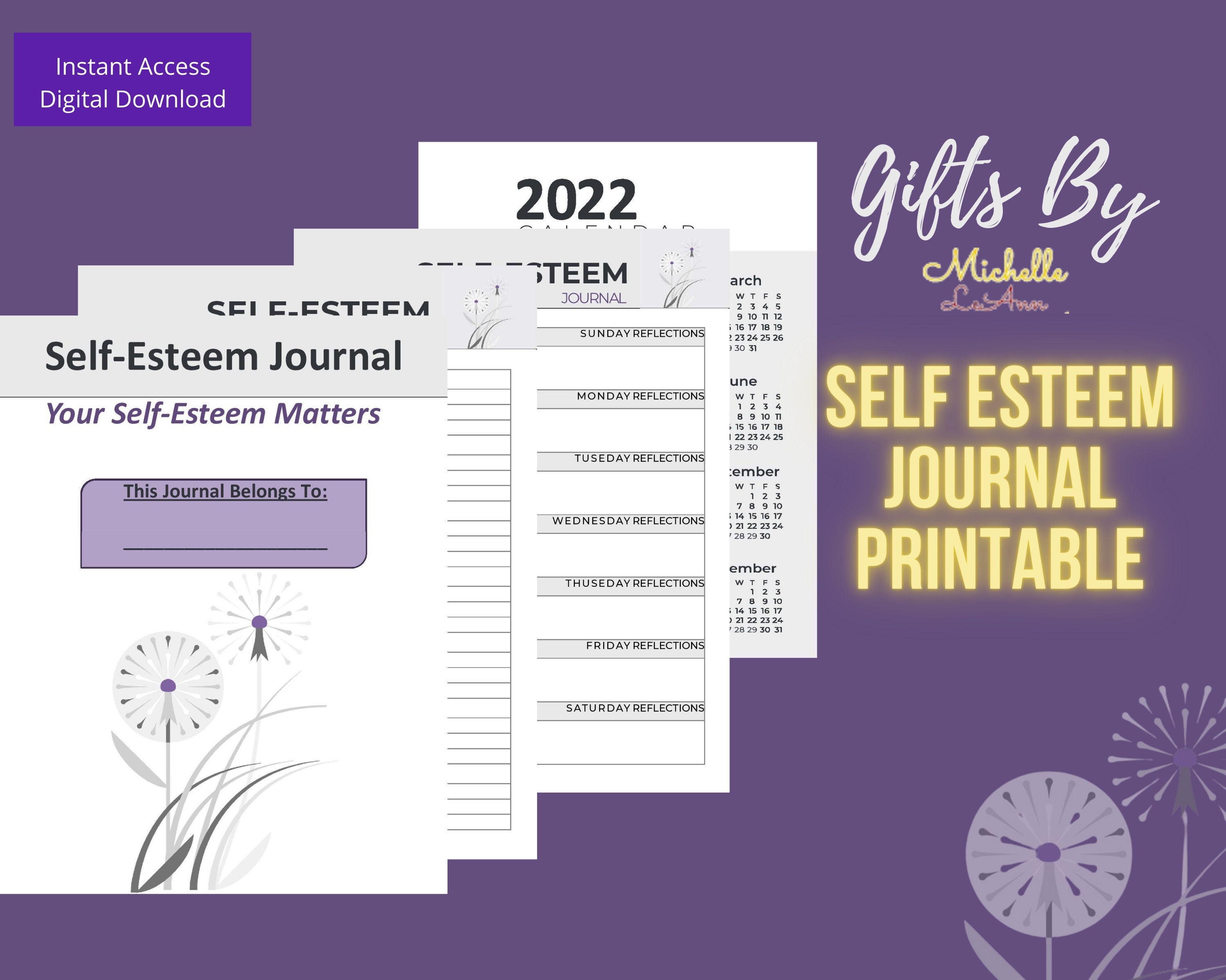 Self Esteem Printable With Positive Affirmations, Digital Download ...