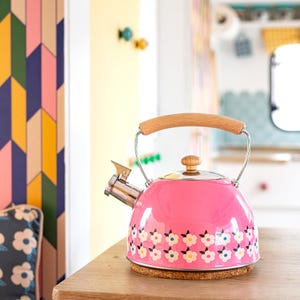 Honey Yellow Whistling Kettle: Floral Stainless Steel Tea Pot (2.5L) - Etsy