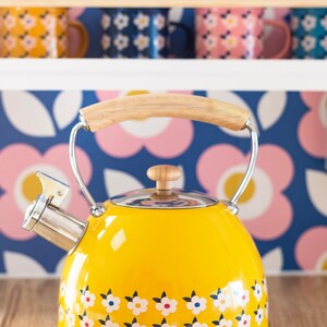 Honey Yellow Whistling Kettle: Floral Stainless Steel Tea Pot (2.5L) - Etsy