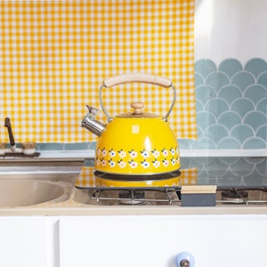 Honey Yellow Whistling Kettle: Floral Stainless Steel Tea Pot (2.5L) - Etsy