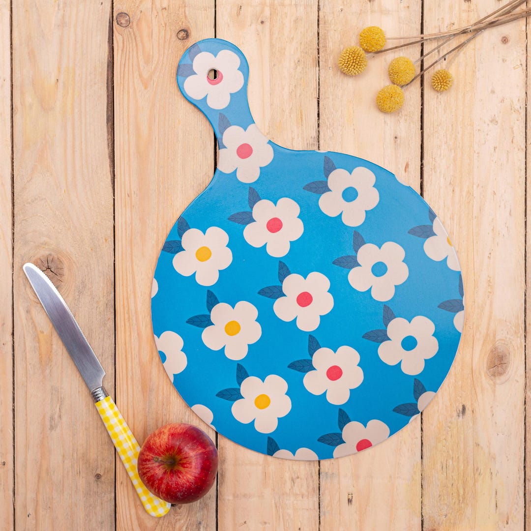 Chopping Board Blue Ocean Retro Floral Melamine Small Uk Independent ...