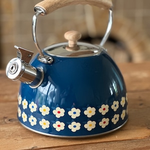 Honey Yellow Whistling Kettle: Floral Stainless Steel Tea Pot (2.5L) - Etsy