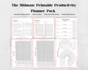 Printable Habit Tracker Meal Planner and Productivity Pages - Etsy