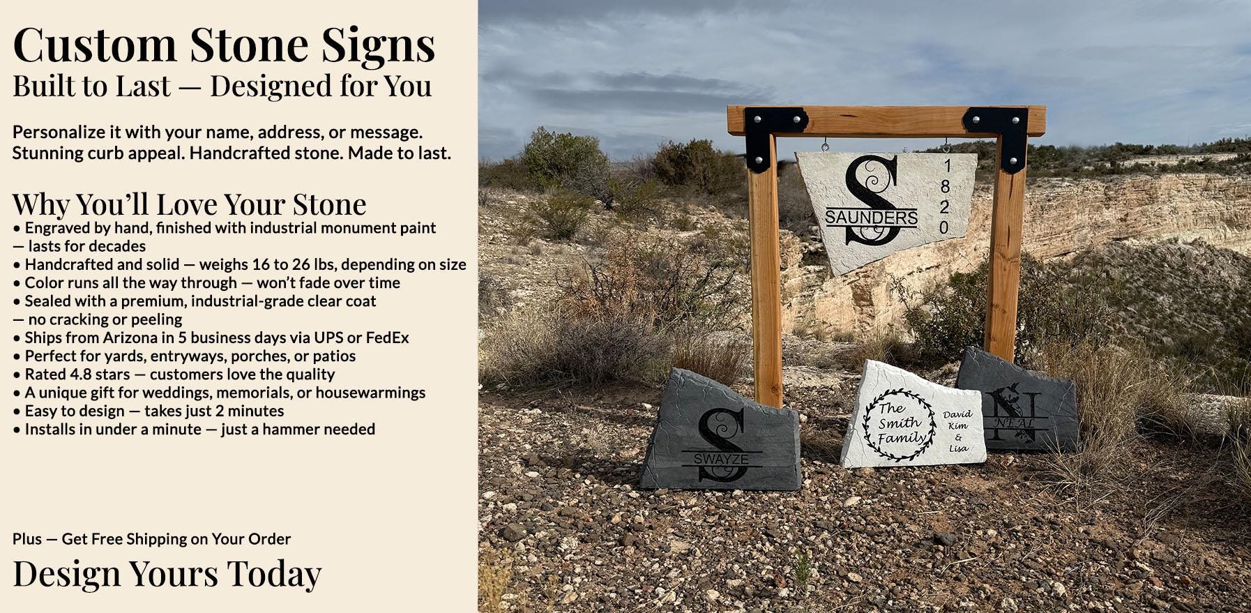 Custom Address Stone – Personalized Engraved Home Marker, House Signs ...