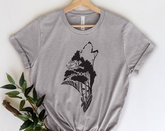 Wolf T Shirt Men's T-shirt Unisex Tshirt Howling Wolf - Etsy