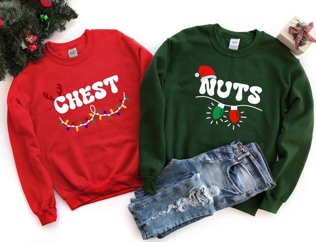 Chest Nuts Couples Sweatshirts, Christmas Couples Sweatshirt, Matching ...