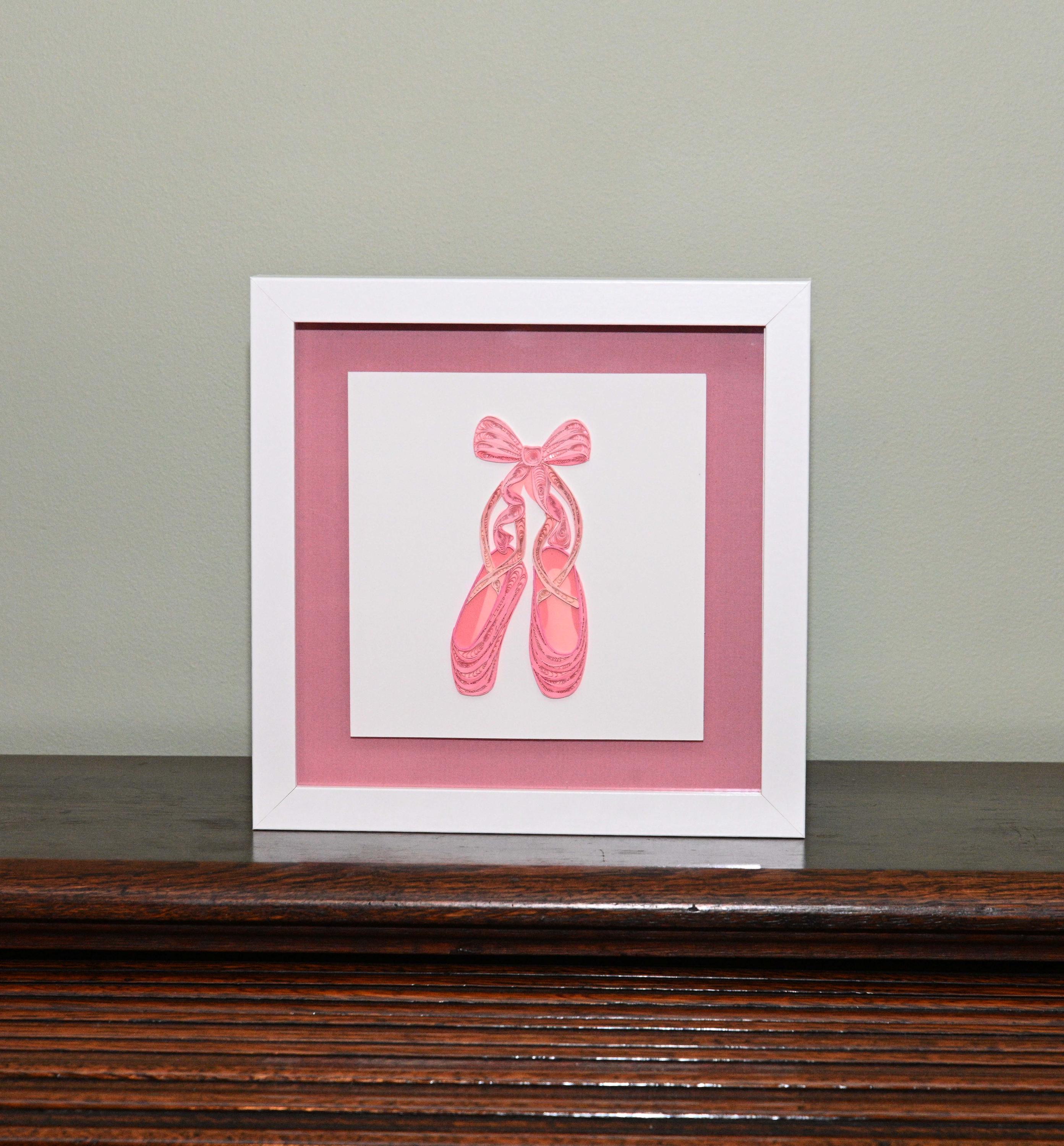 Ballet Pointe Shoes - Quilled Paper Art - Framed in White Shadow Box ...