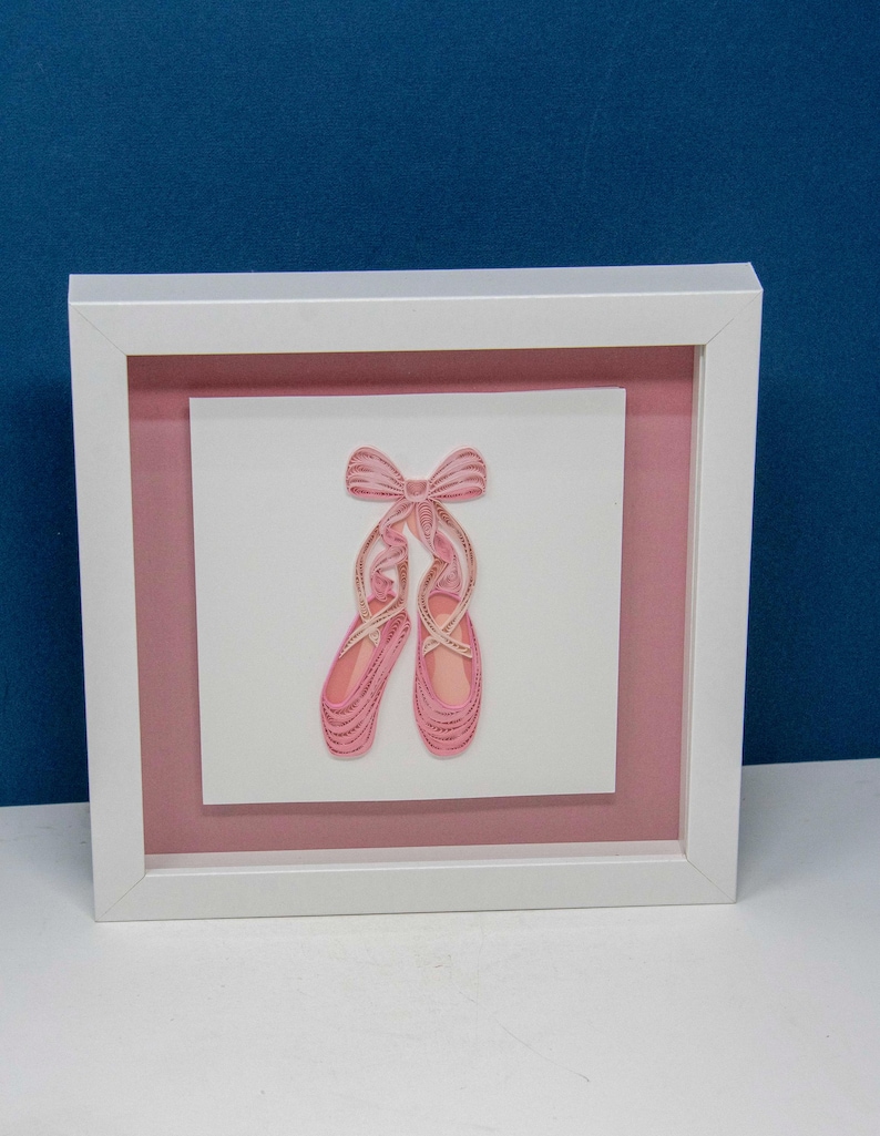 Ballet Pointe Shoes - Quilled Paper Art - Framed in White Shadow Box ...