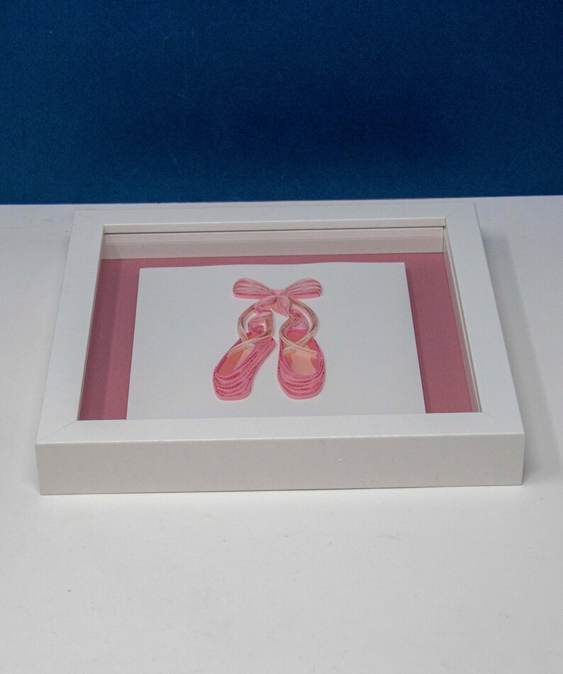 Ballet Pointe Shoes - Quilled Paper Art - Framed in White Shadow Box ...