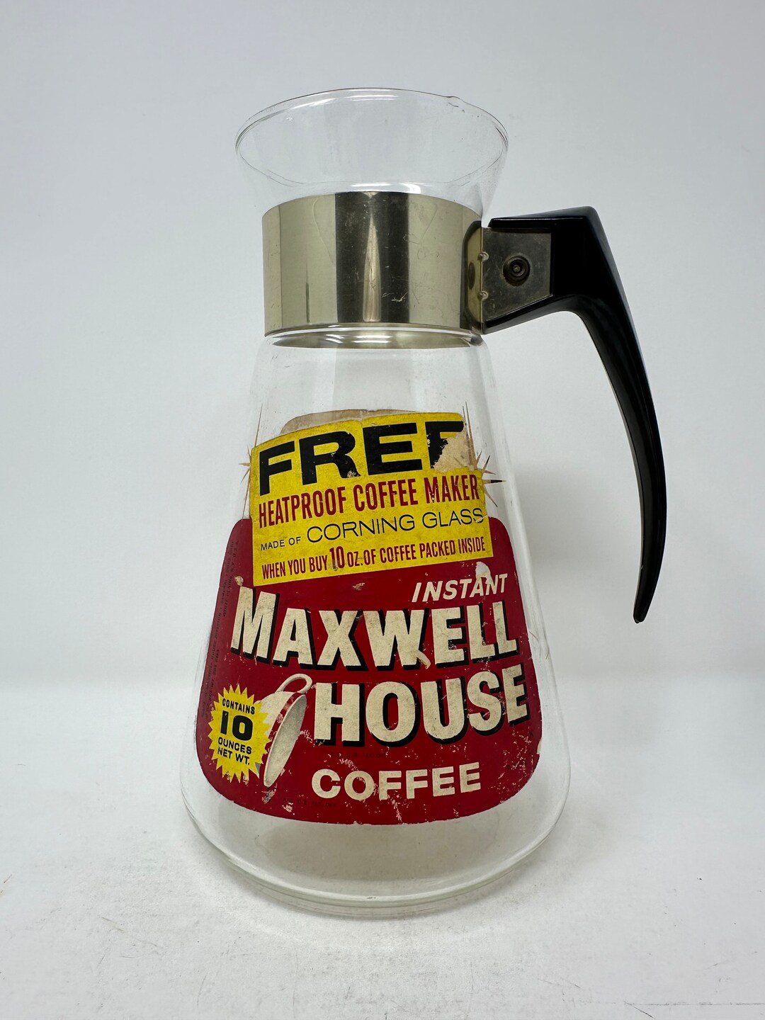 Vintage Glass Carafe Instant Maxwell House Coffee Carafe Starburst ...