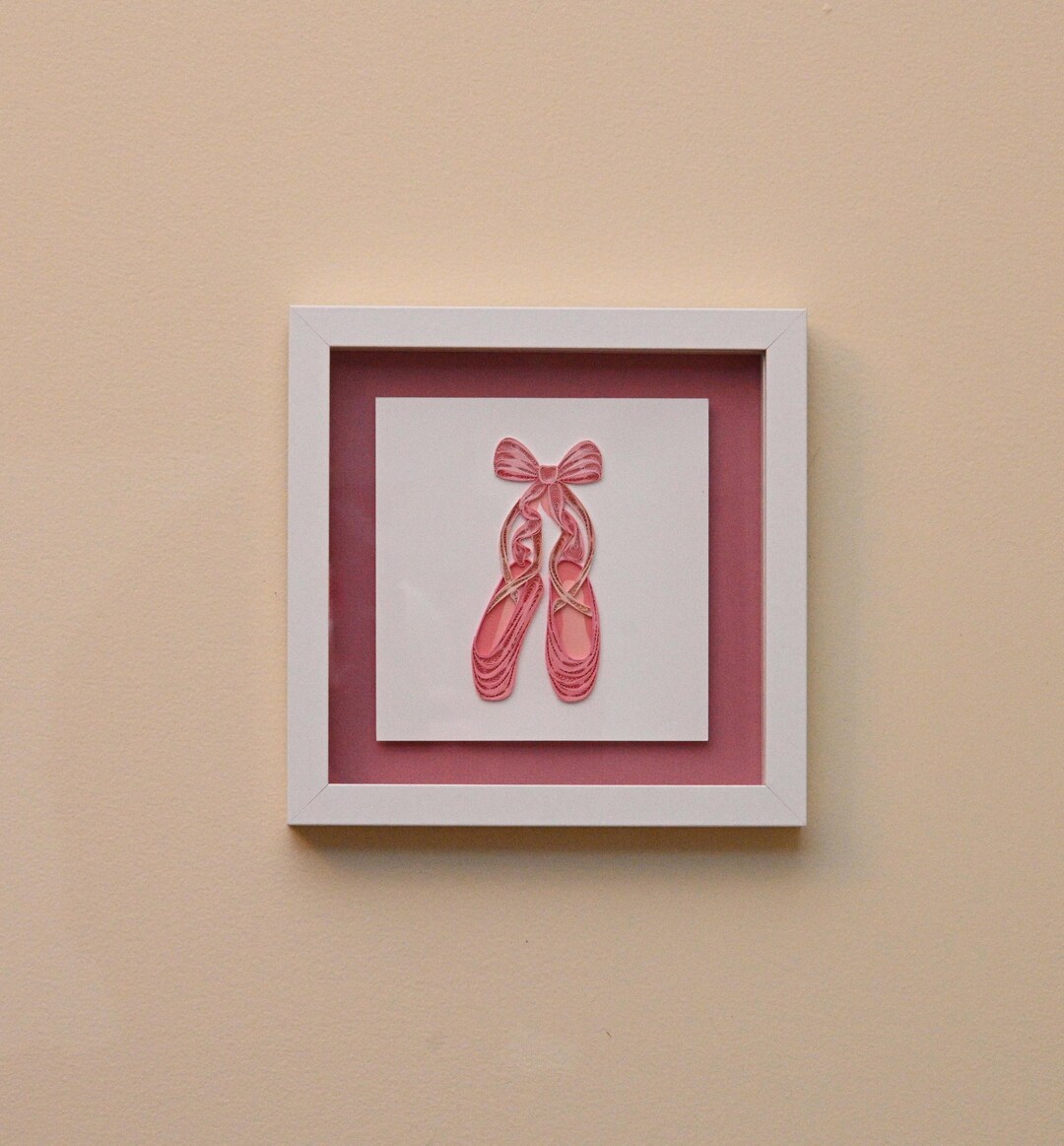 Ballet Pointe Shoes - Quilled Paper Art - Framed in White Shadow Box ...