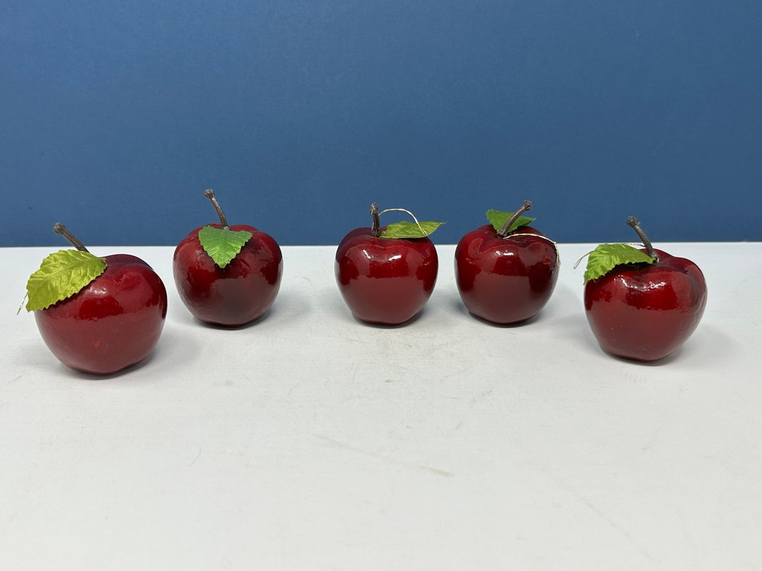 Vintage Set of 5 Dark Red Plastic Apple Ornament Craft Supply - Etsy