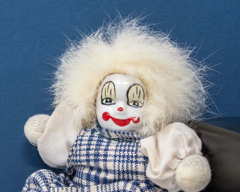 Miniature Vintage Clown Doll Porcelain / Ceramic Face and Soft Body ...