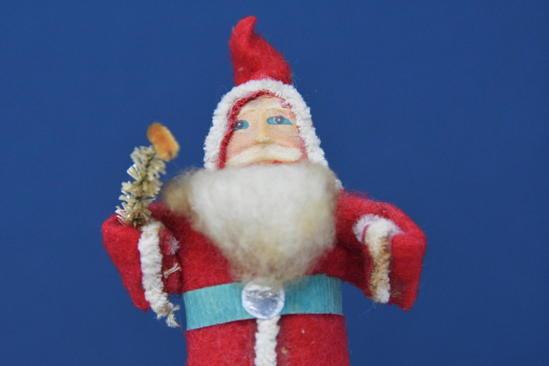 Vintage Santa Figure From 1930's 1940's With Felt Coat and Chenille ...