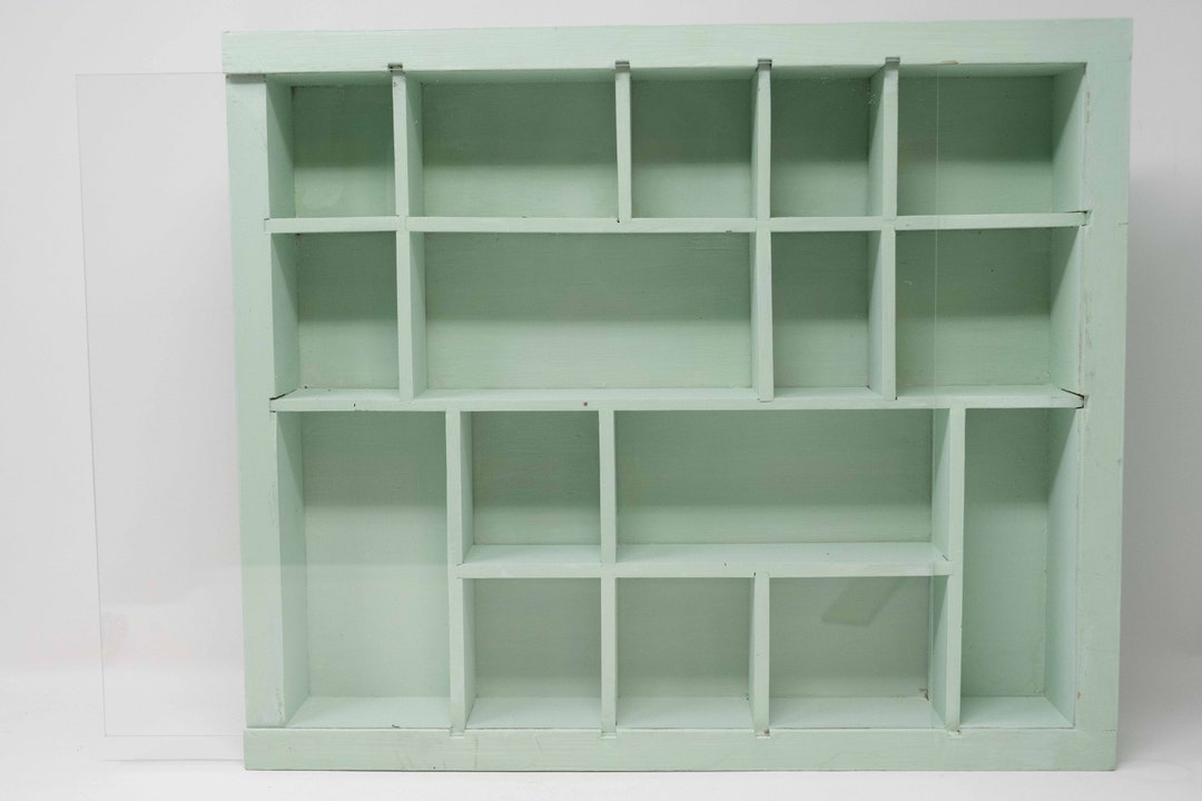 Handmade 16 Compartment Wooden Display Shelf - Knick Knack Collection ...